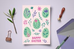 Cheerful Easter Greeting Card Template - Graphic Goods