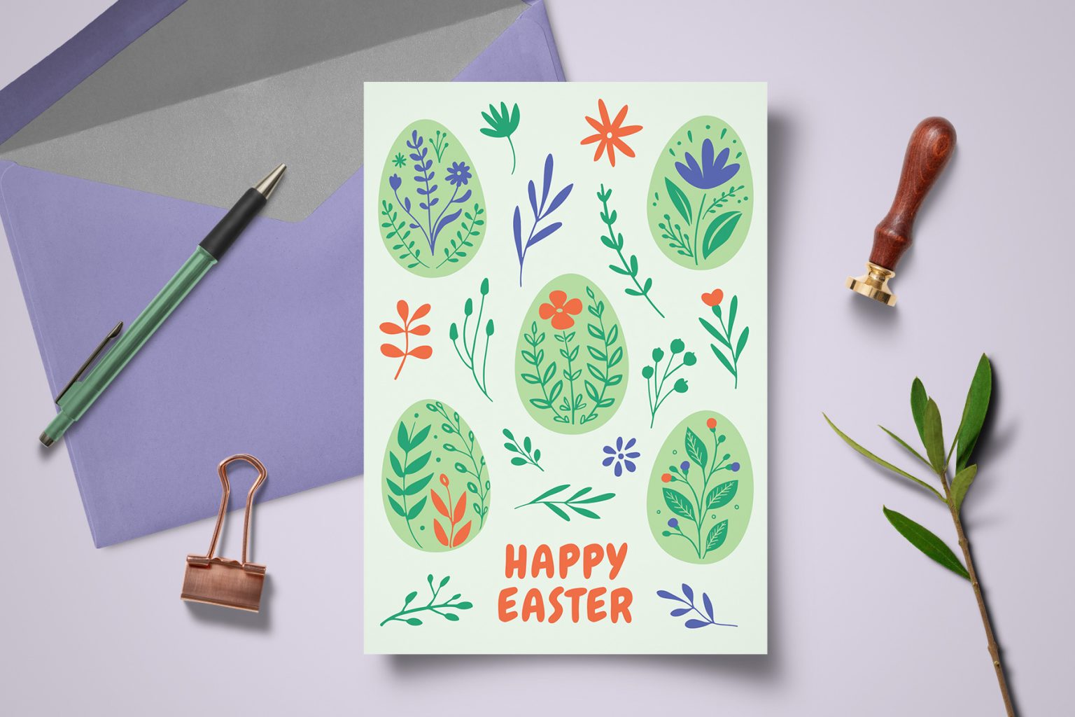 Cheerful Easter Greeting Card Template - Graphic Goods