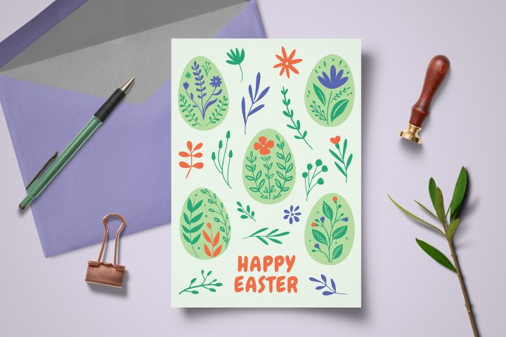 Cheerful Easter Greeting Card Template - Graphic Goods