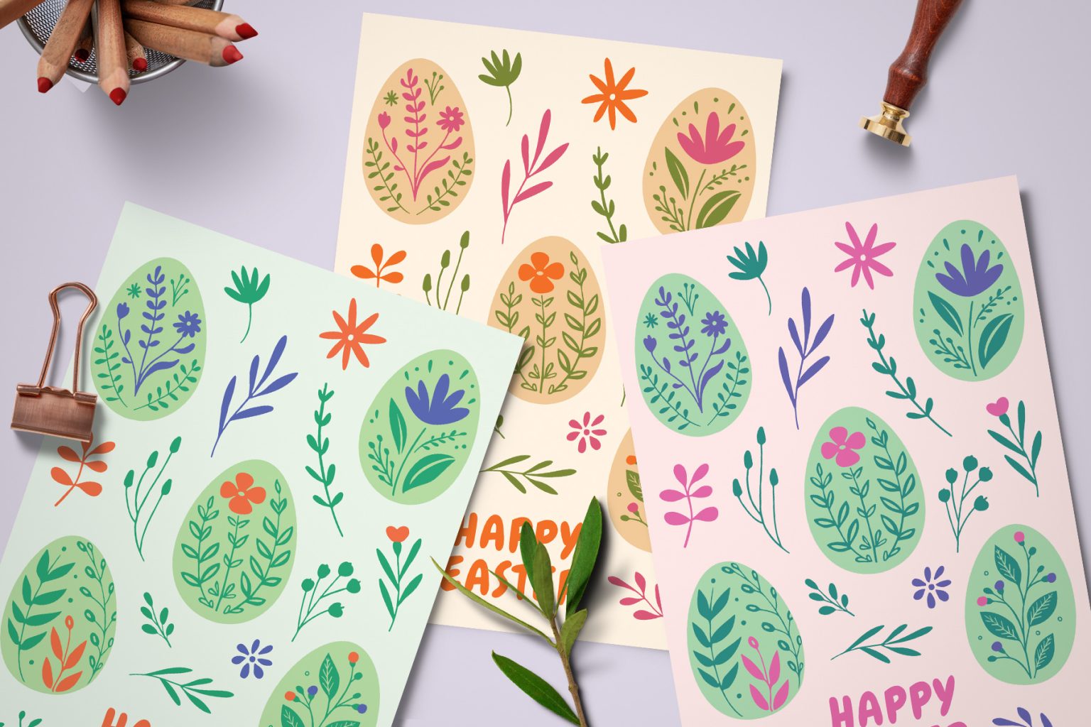 Cheerful Easter Greeting Card Template - Graphic Goods
