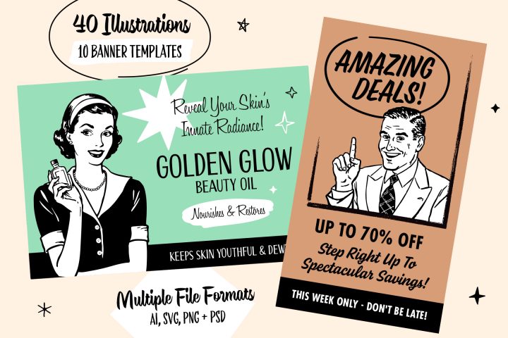 Retro Ad Graphics & Templates - Graphic Goods