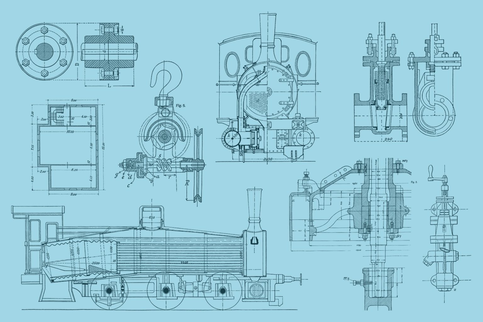Vintage Blueprints And Technical Drawings - Graphic Goods