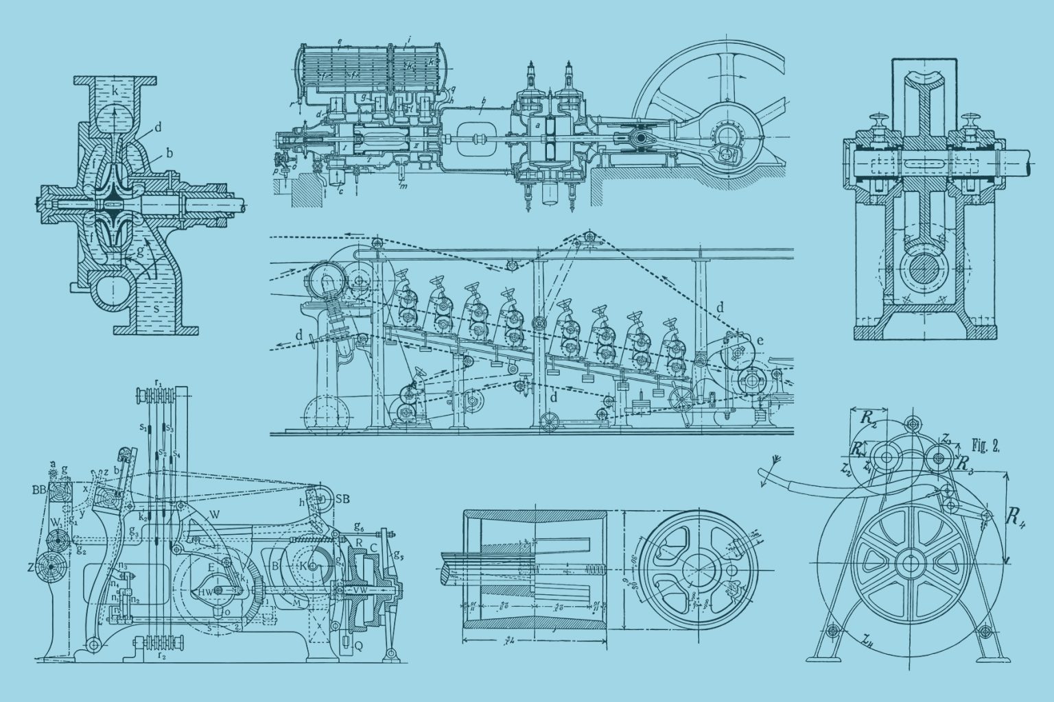 Vintage Blueprints And Technical Drawings - Graphic Goods