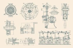 Vintage Blueprints And Technical Drawings - Graphic Goods