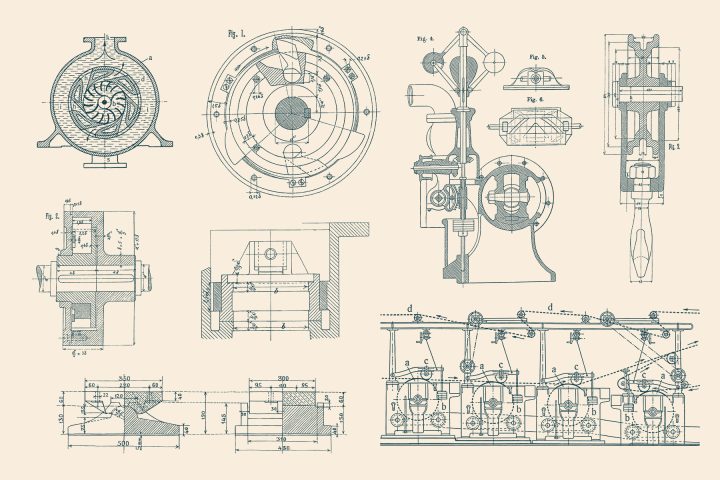 Vintage Blueprints And Technical Drawings - Graphic Goods